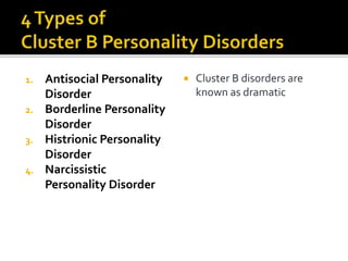 Cluster B Personality Disorders for NCMHCE Study | PPTX