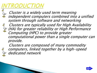 Cluster computing | PPTX