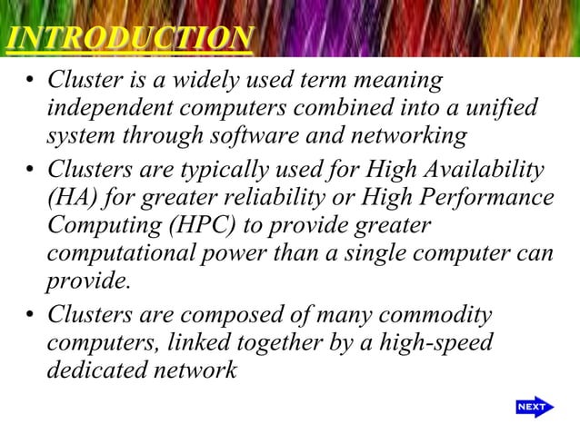 Cluster computing ppt | PPTX