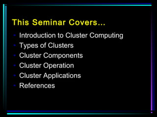 Cluster Computing Seminar. | PPT