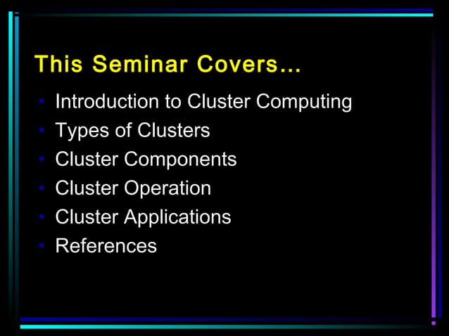 Cluster Computing Seminar. | PPT