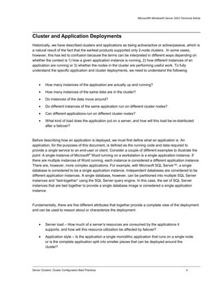 Cluster configuration best practices | DOC