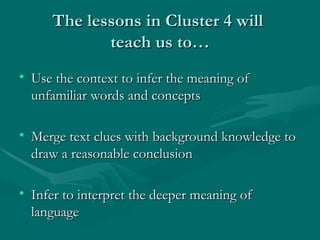 Cluster four launching lesson | PPT