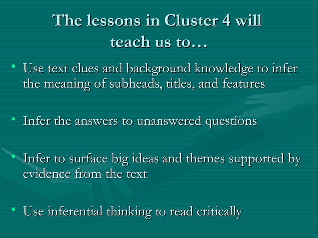Cluster four launching lesson | PPT