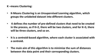 Clustering as a unsupervised learning method inin machine learning | PPT