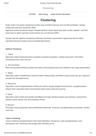 Clustering skripsi teknik informatikac | PDF