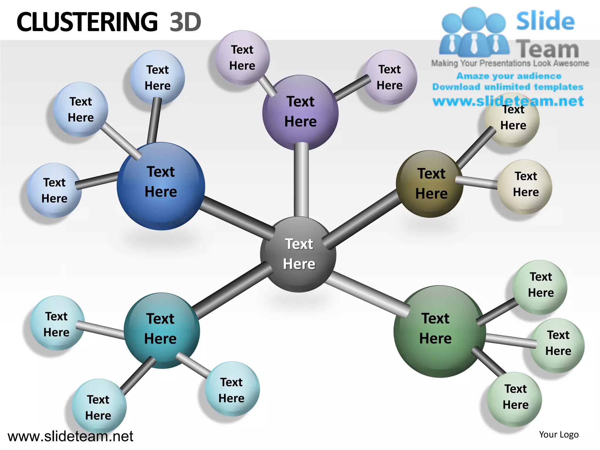 Clustering 3d powerpoint presentation templates. | PPT