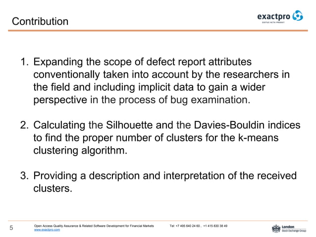 Using Cluster Analysis for Characteristics Detection in Software Defect Reports | PPT