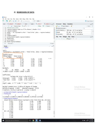 REGRESSION, CLUSTERING AND CLASSIFICATION IN R-STUDIO | DOCX