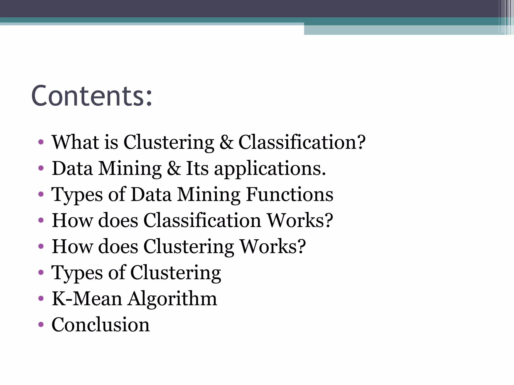 Clustering & classification | PPT
