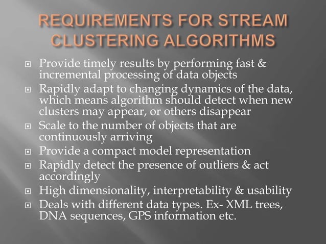 Clustering for Stream and Parallelism (DATA ANALYTICS) | PPTX