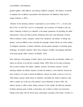 Clustering techniques final | DOCX | Computing | Technology & Computing