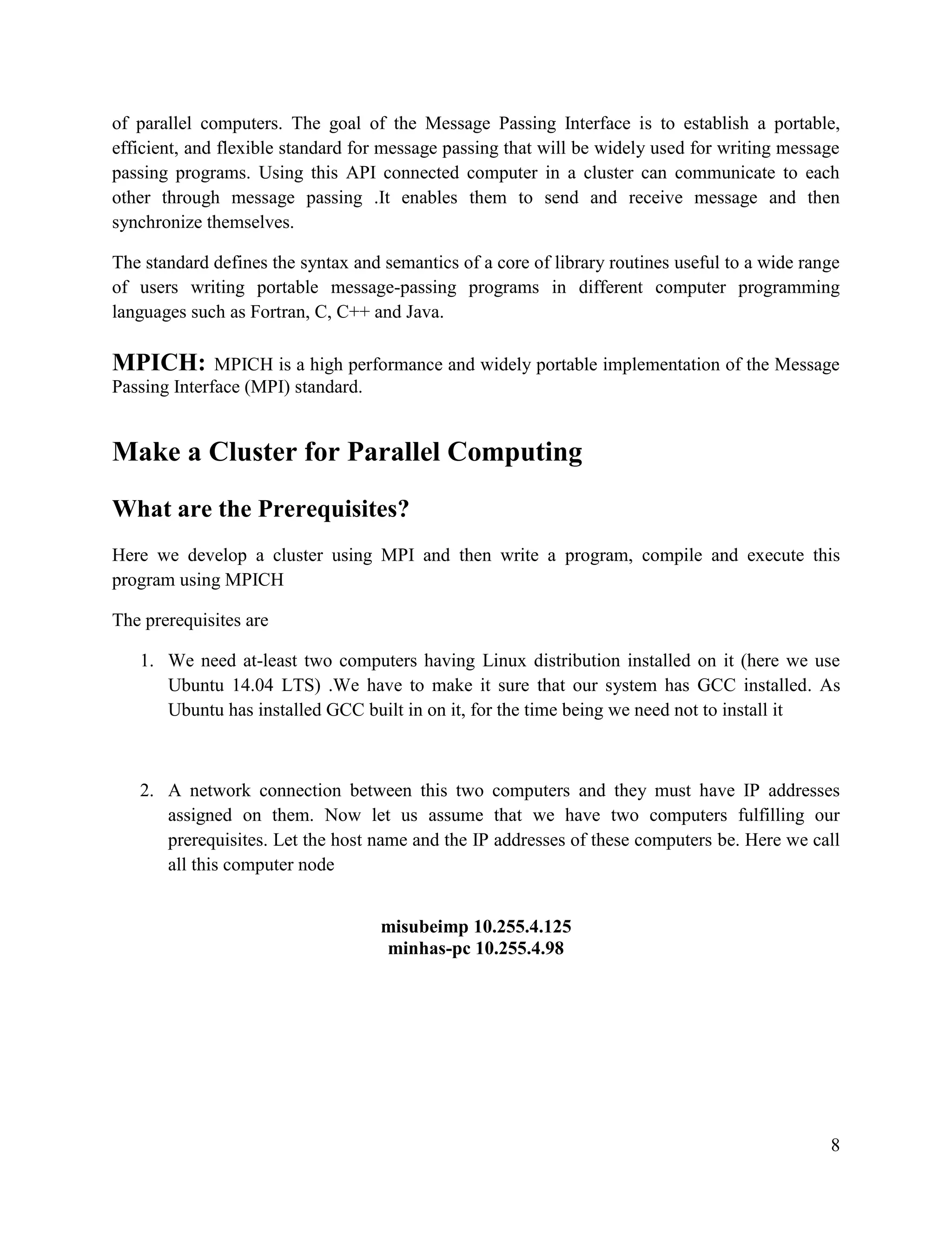 Cluster Setup Manual Using Ubuntu and MPICH | PDF