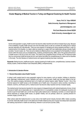 Cluster Mapping of Medical Tourism in Turkey and Regional Clustering ...