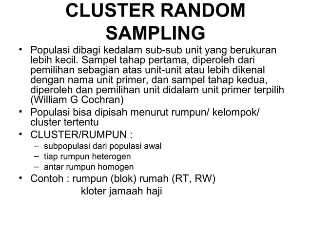 Cluster & multi satge random sampling | PPT