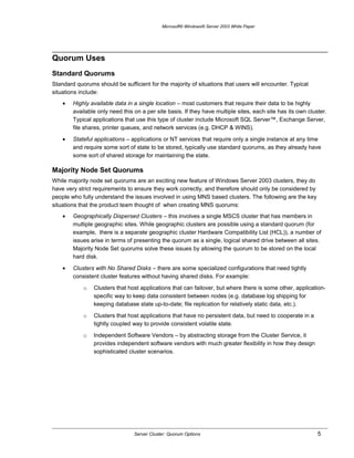 Cluster quorums | PDF