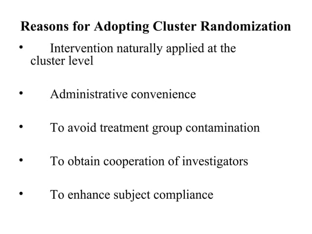 Cluster randomization trial presentation | PPT