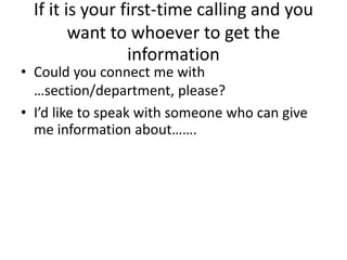 Making and recieving telephone calls | PPT