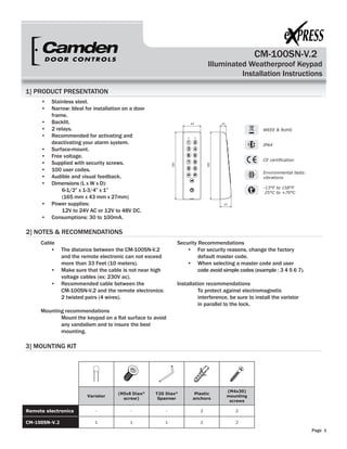 Camden CM-100SN-V2 Instruction Manual | PDF