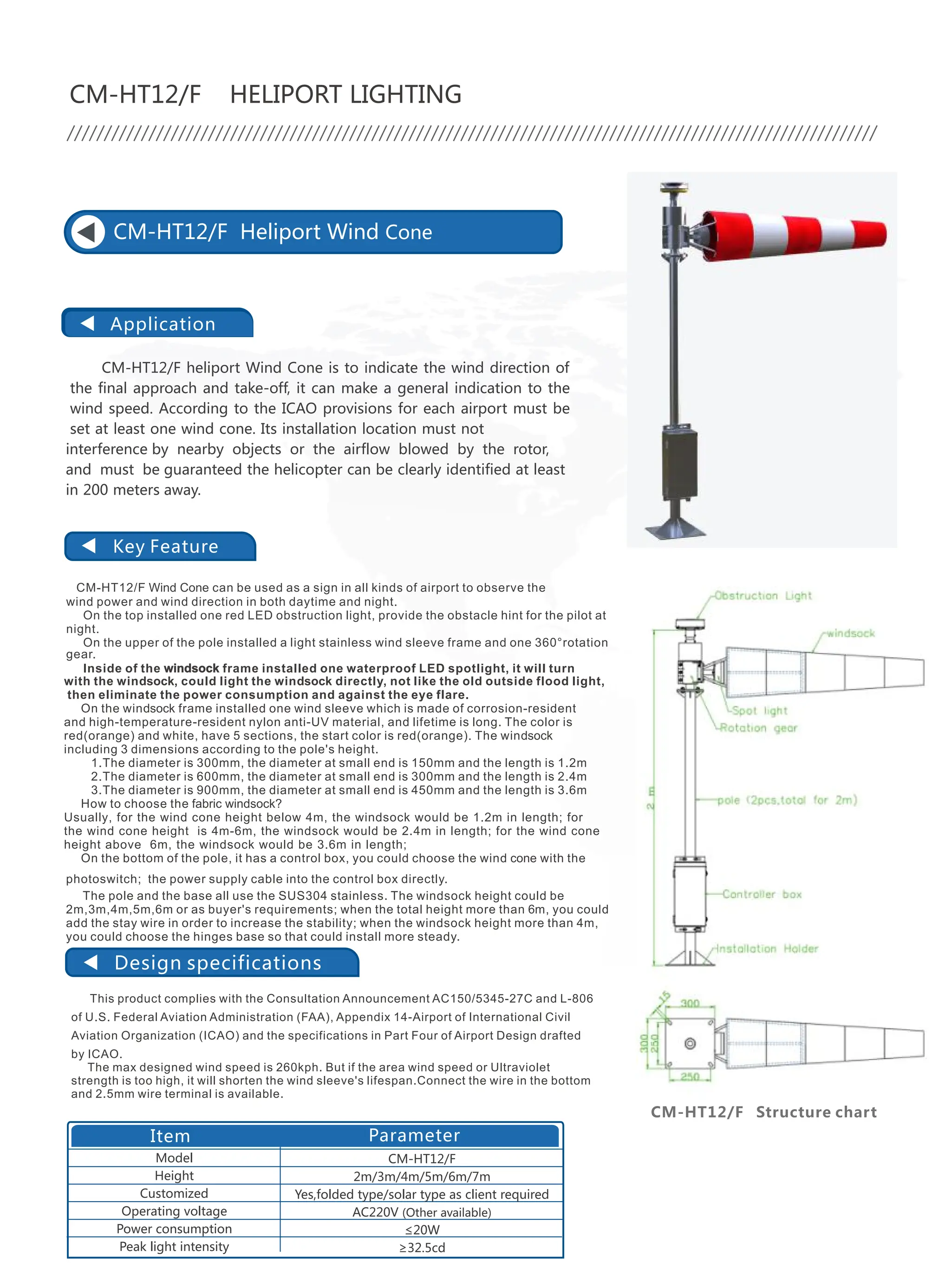 CM-HT12-F Lit Wind Cones/Wind Direction Indicators/Internally ...
