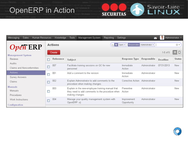 ISO (and other standard) Management Systems with OpenERP | ODP