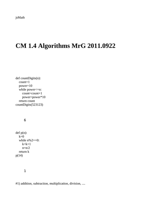 CM1.4 Algorithms, python and SAGE | PDF CM1.4 Algorithms, python and SAGE | PDF