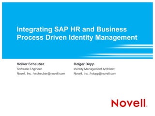 Integrating SAP HR and Business Process Driven Identity Management | PPT