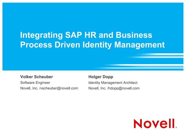 Integrating SAP HR and Business Process Driven Identity Management | PPT