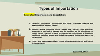 CM314C importation and exportation in Customs Administration. | PDF