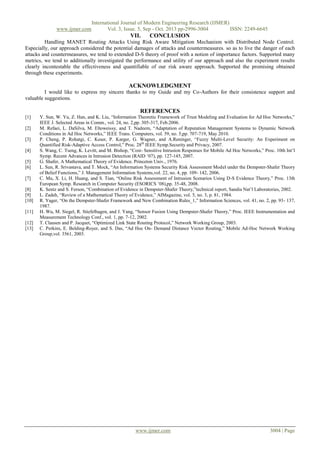 An Efficient Mechanism of Handling MANET Routing Attacks using Risk Aware Mitigation with ...