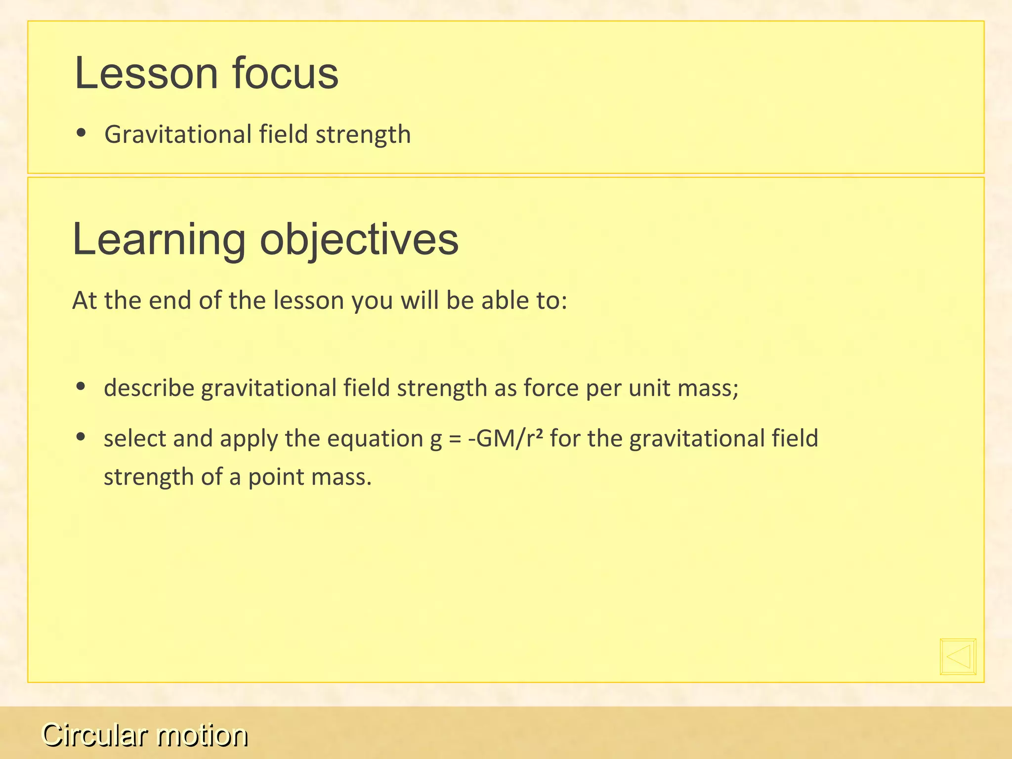 Cm 7 gravitational field strength (shared) | PPT