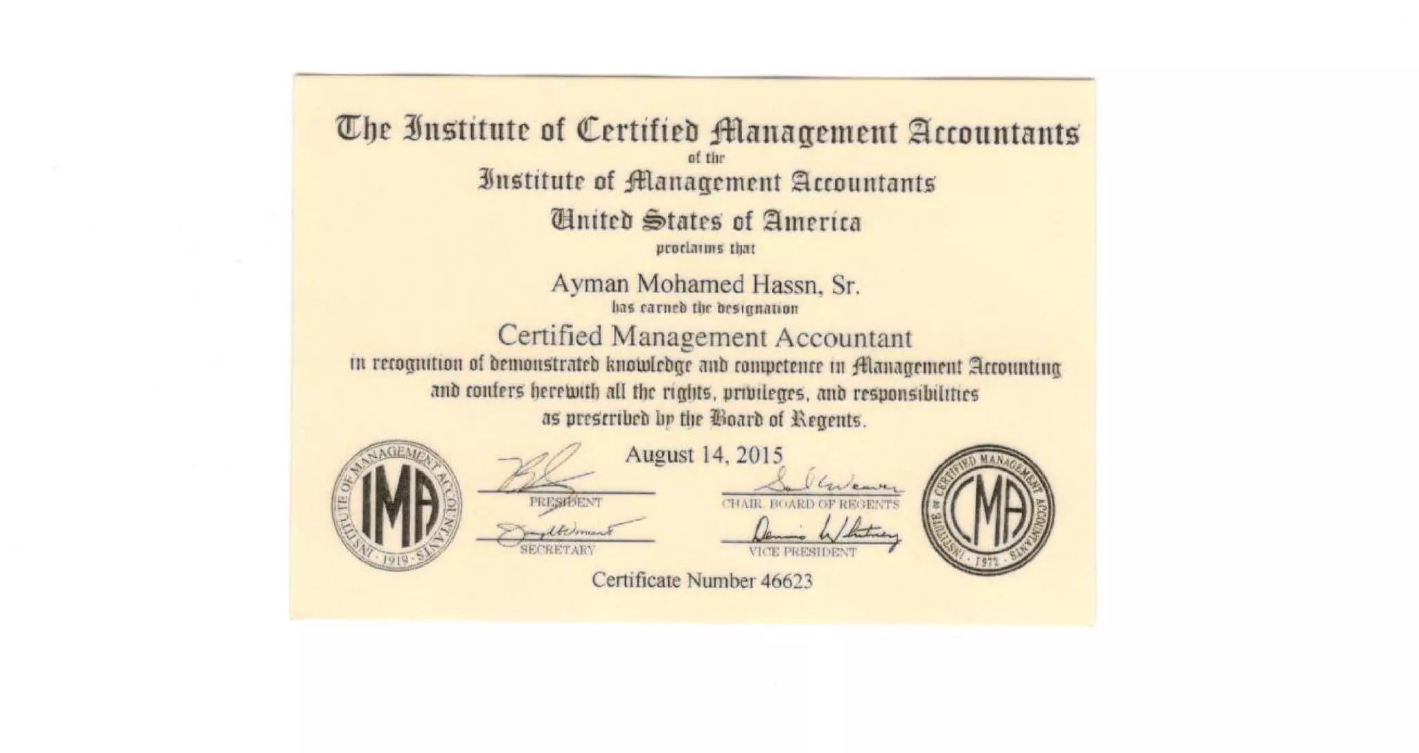 Cma certificate | PDF