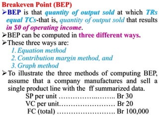 Cost volume profit analysis absorption and variable costing | PPTX