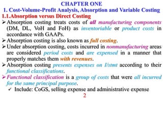 Cost volume profit analysis absorption and variable costing | PPTX