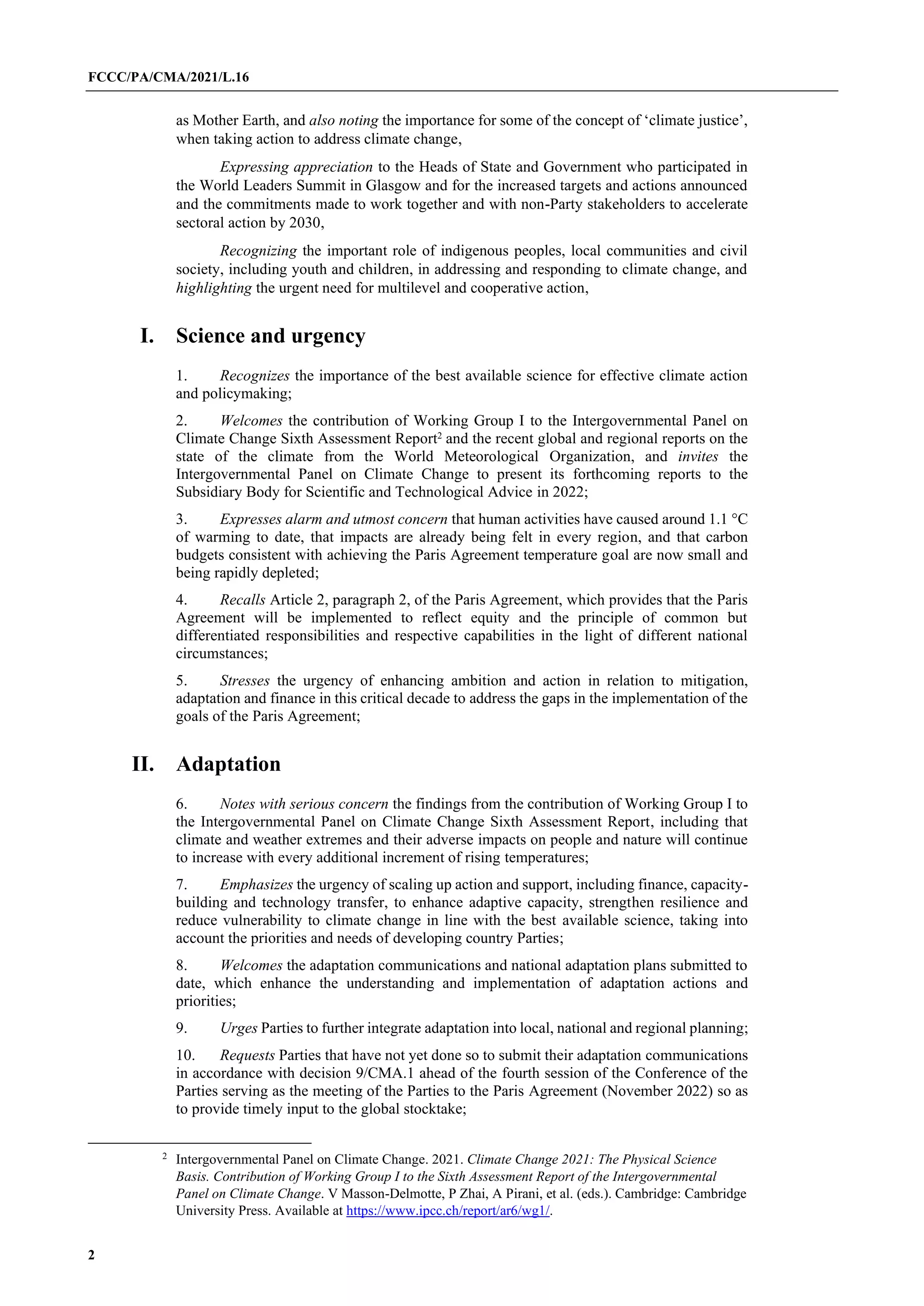 COP26 Glasgow Climate Pact- Outcome Document | PDF