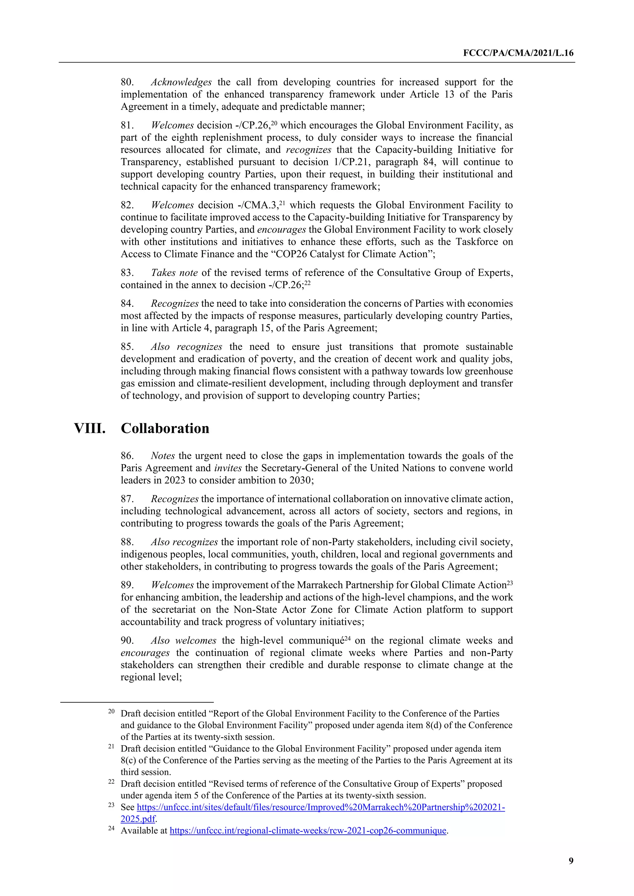 COP26 Glasgow Climate Pact- Outcome Document | PDF