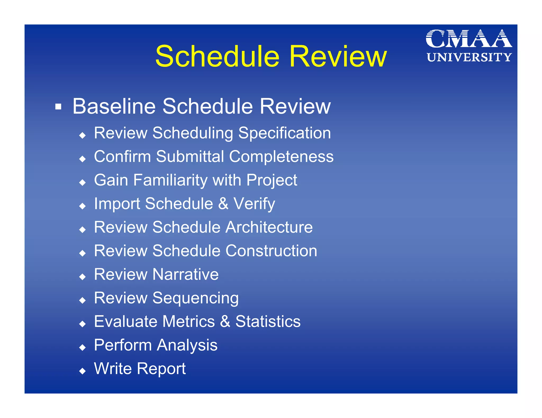 Schedule Review | PDF