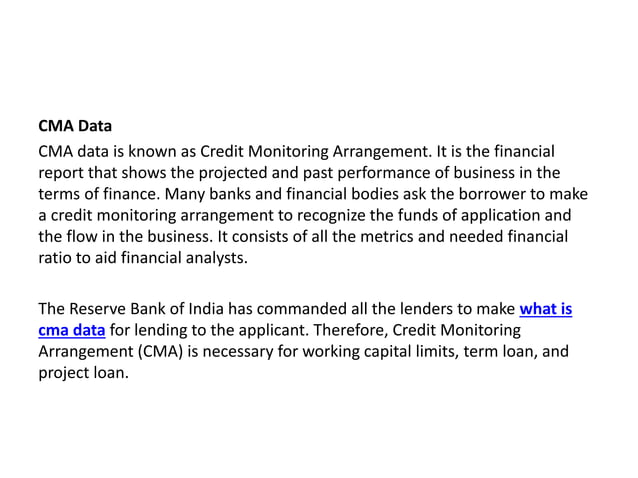 CMA Data | PPTX