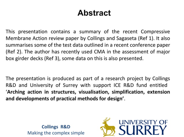 Arching and Compressive Membrane Action in Concrete Slabs | PPT