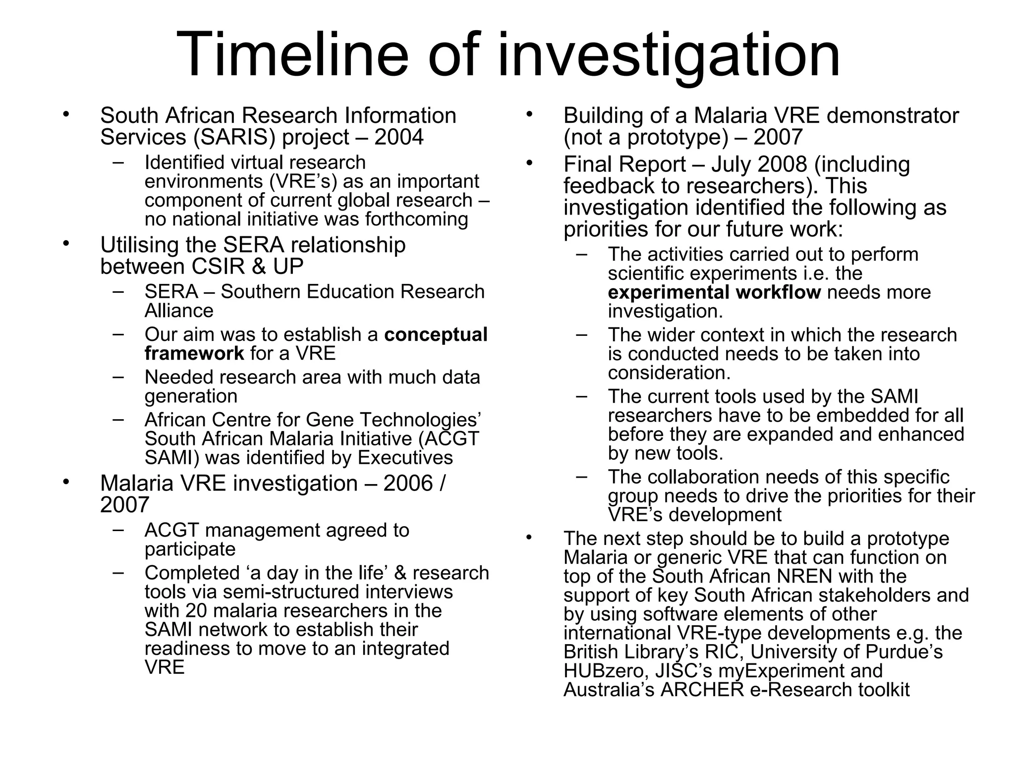 Conceptual framework for a Malaria VRE in South Africa | PPT