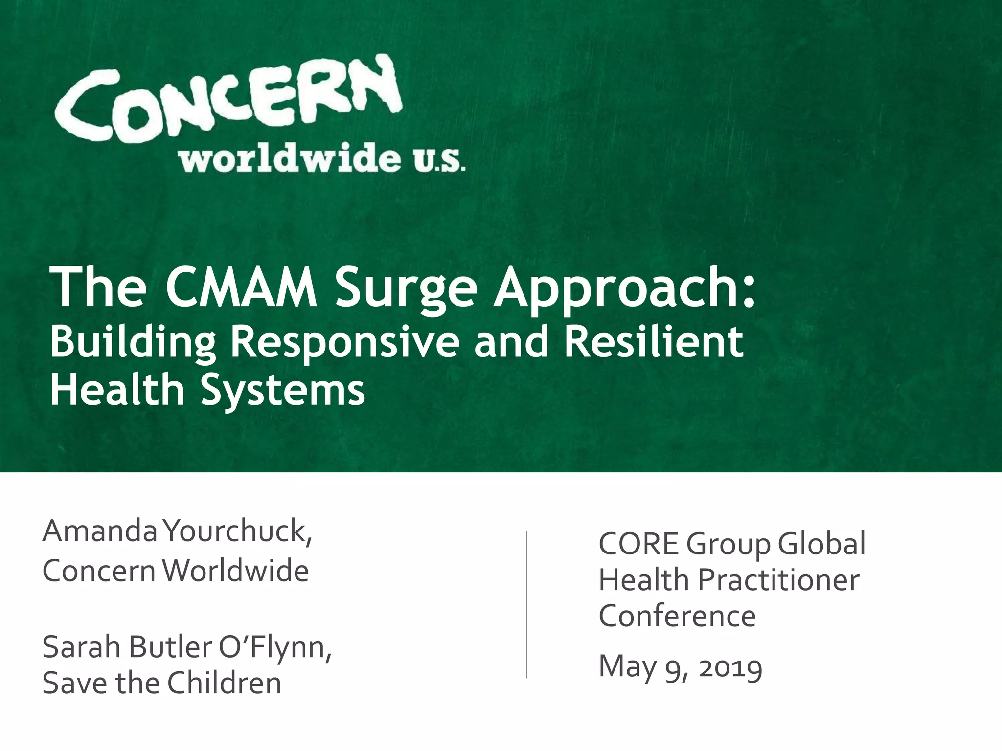 The CMAM Surge Approach: Building Resilient and Responsive Health ...