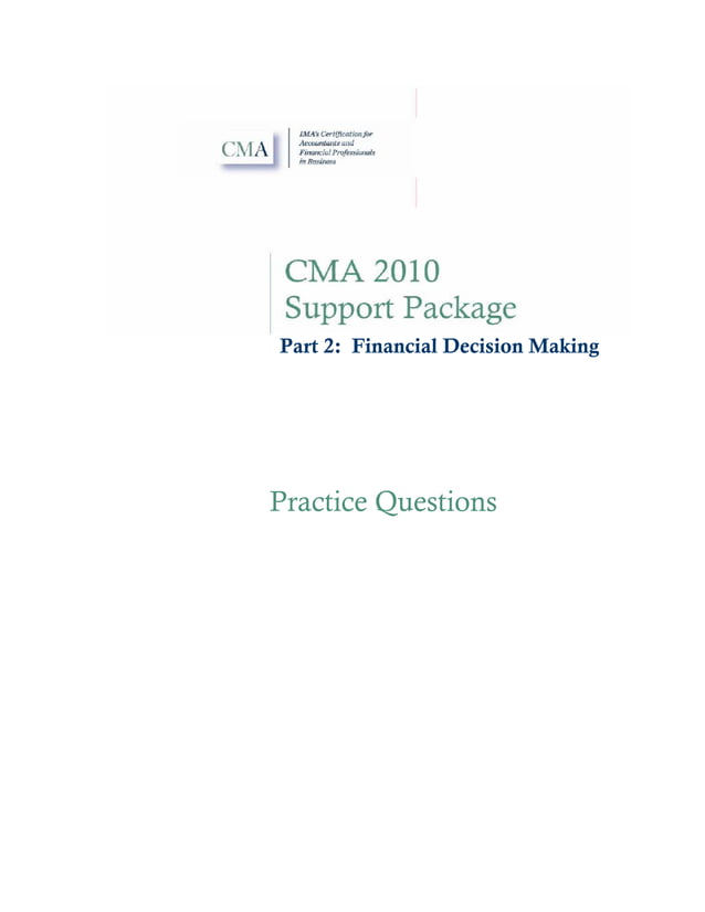 Cma practice questions-part-2 | PDF | Business Accounting & Finance ...