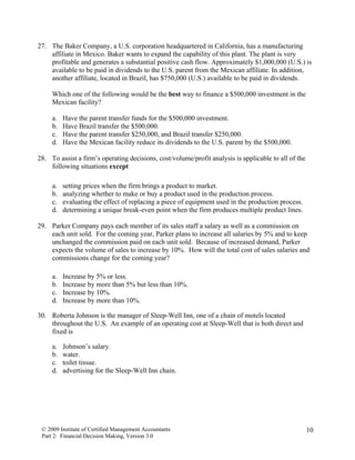 Cma practice questions-part-2 | PDF