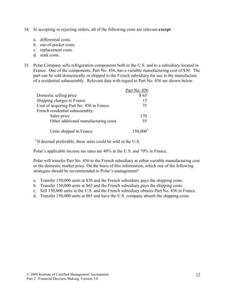 Cma practice questions-part-2 | PDF