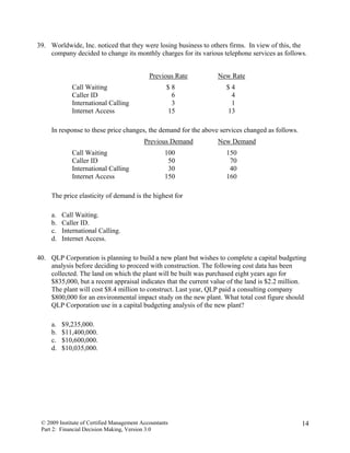 Cma practice questions-part-2 | PDF