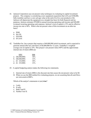 Cma practice questions-part-2 | PDF