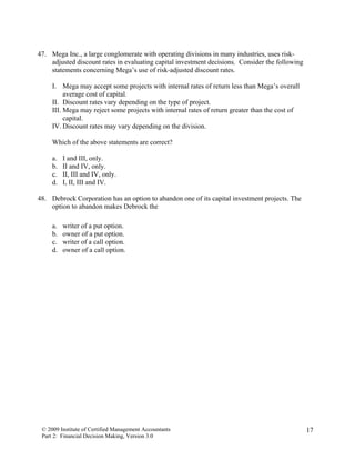 Cma practice questions-part-2 | PDF