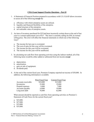 Cma practice questions-part-2 | PDF