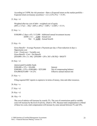 Cma practice questions-part-2 | PDF