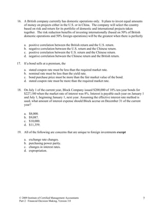 Cma practice questions-part-2 | PDF